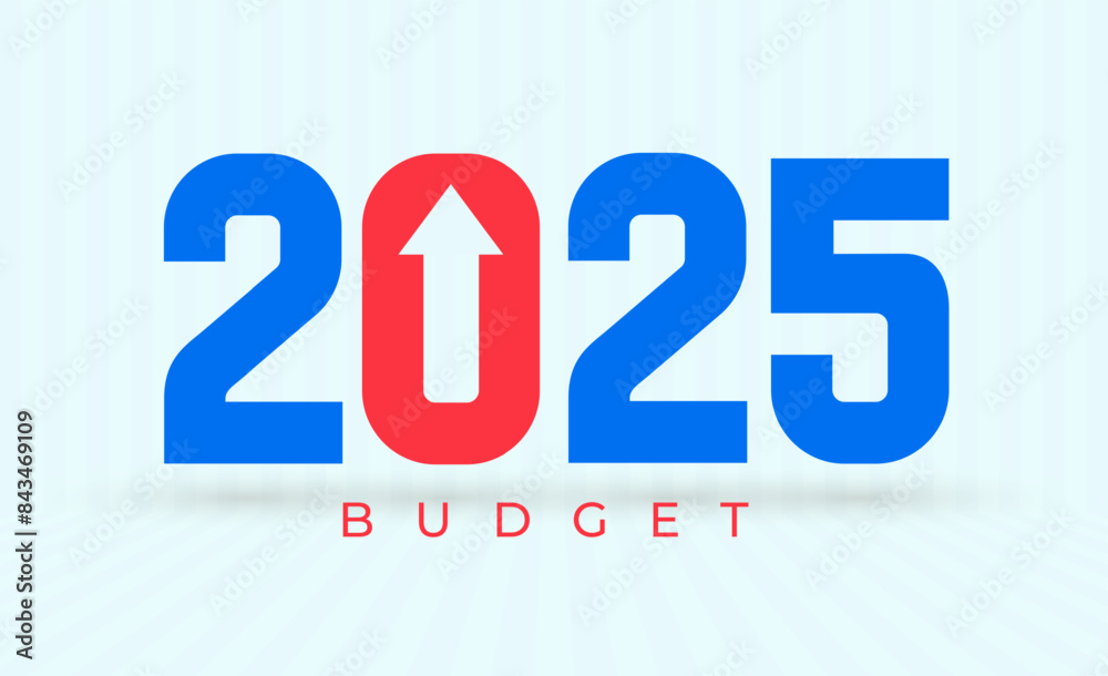 Budget 2025 text with red and blue color. Budgeting 2025 logo design ...