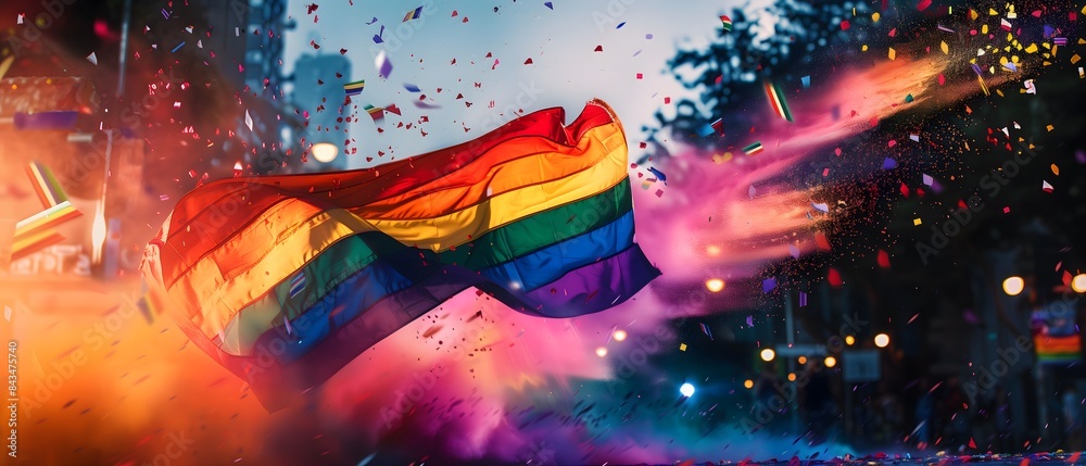 LGBT Pride Day Banner: Pride Day Flag Blowing in the Wind with Rainbow ...