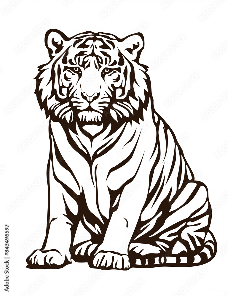 Tiger Stripes: Simple Line Art Coloring Page - Line Art - Simple ...
