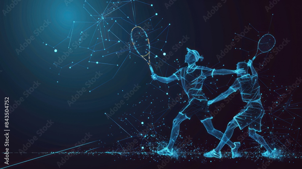 Badminton player smash Vector graphics composed of particles Stock ...