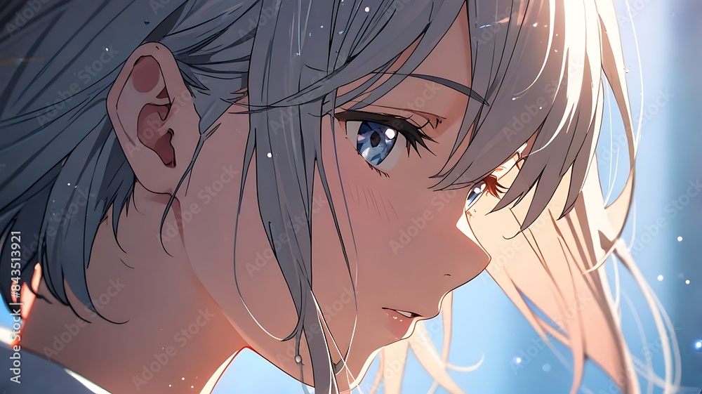 Beautiful Gray Hair Cute Anime Girl Illustration Stock Illustration