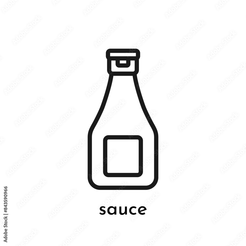 Sauce glass bottle icon with editable stroke. Condiments packaging ...
