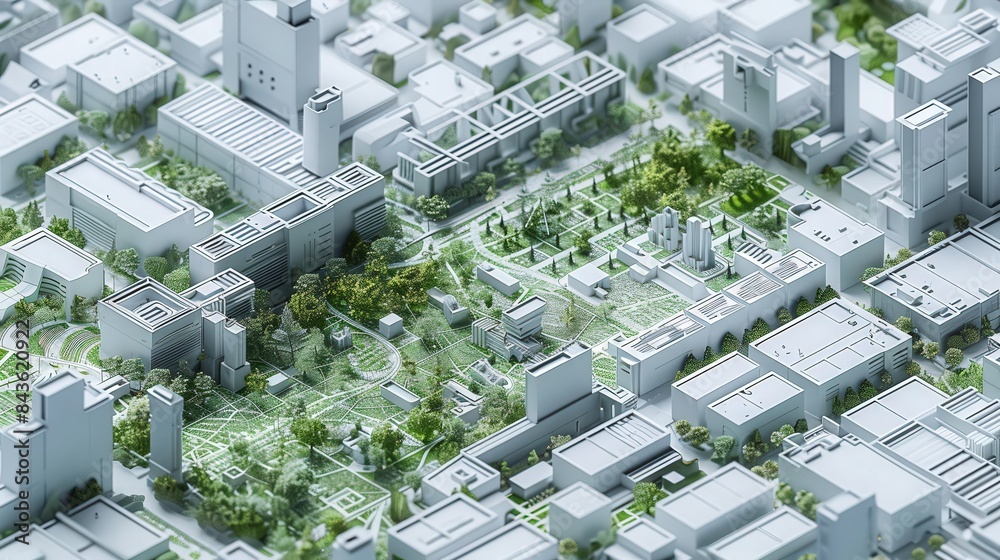 A detailed technical schema revealing the urban architectural layout ...