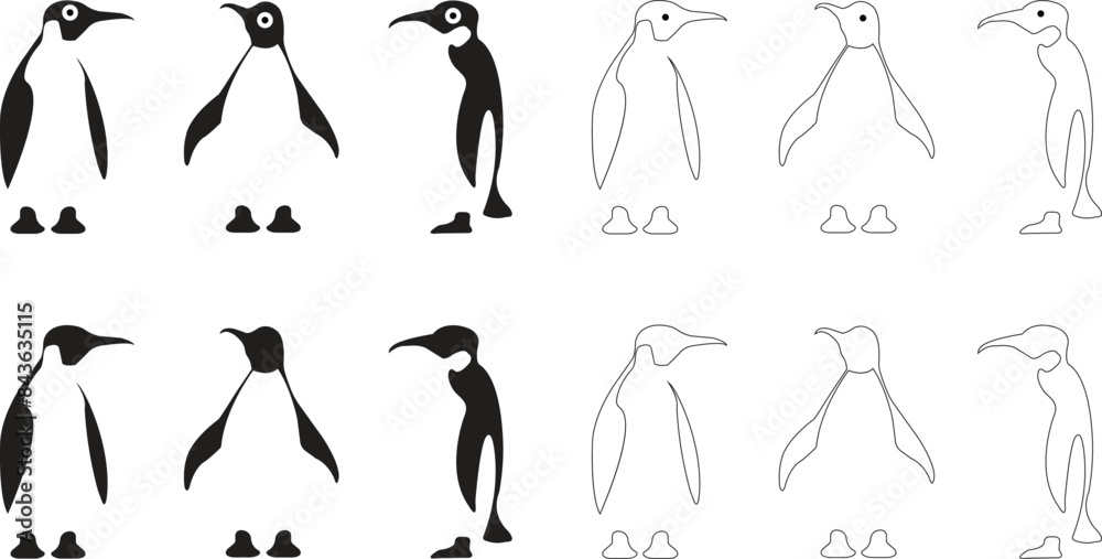 Set of penguin flat icons. Animal Nature vectors. Emperor penguin Good ...