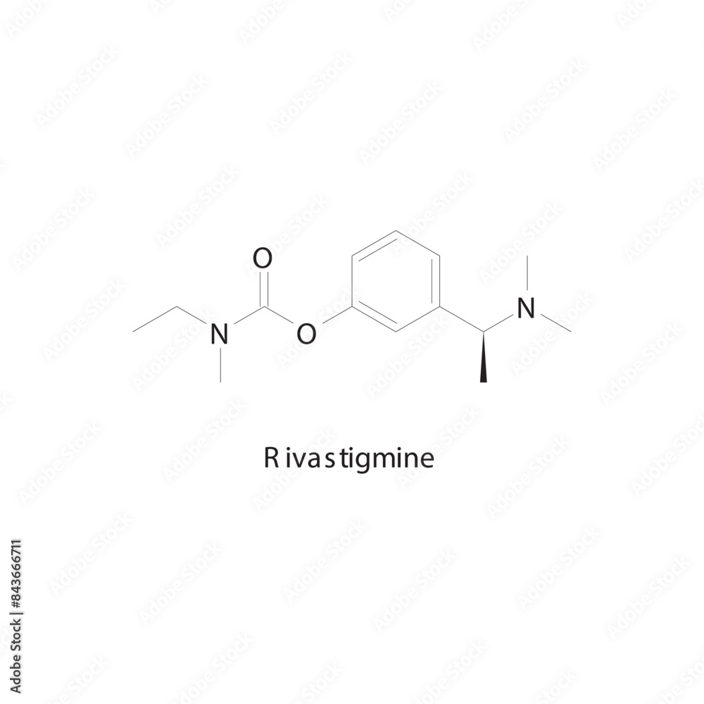 Rivastigmine flat skeletal molecular structure Acetylcholinesterase ...