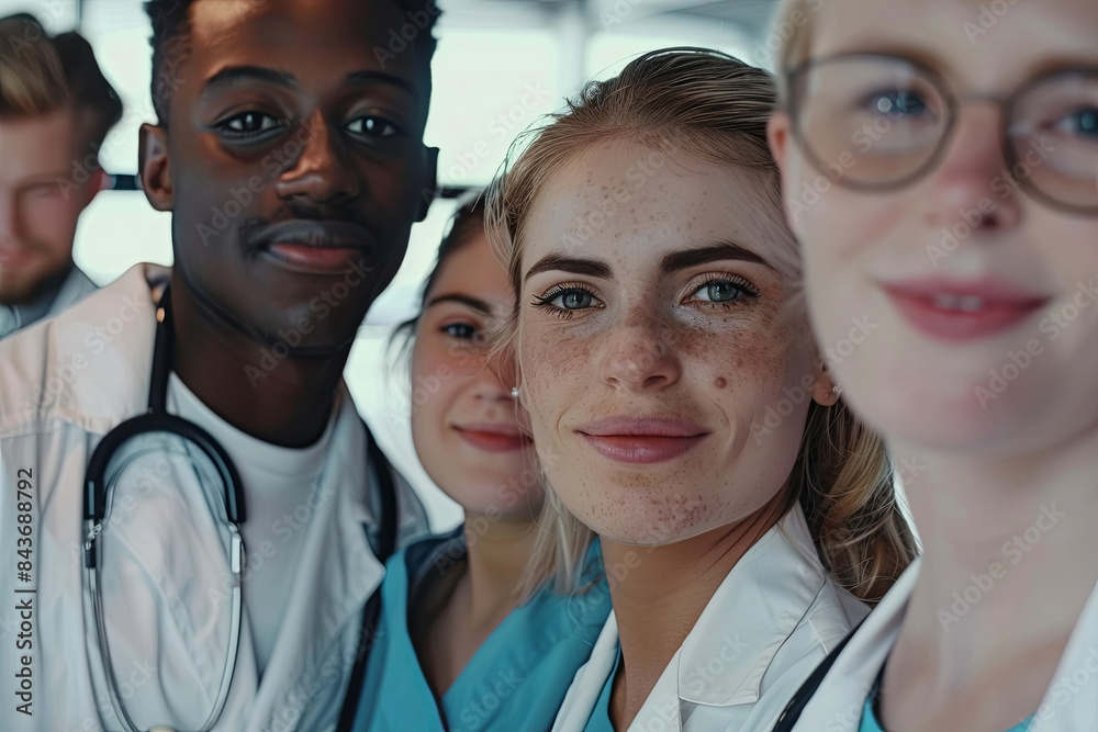 Group of young, diverse doctors or healthcare professionals working ...