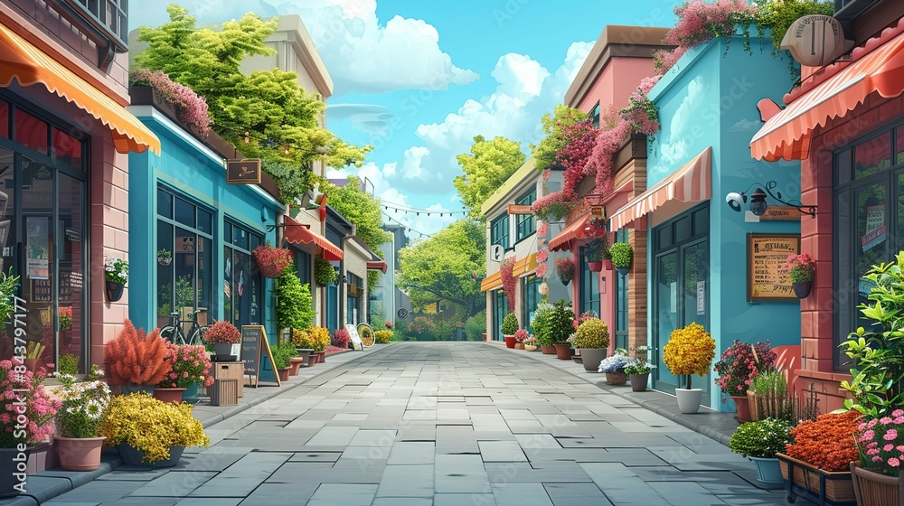 An empty, desolate street gradually transforming into a lively ...