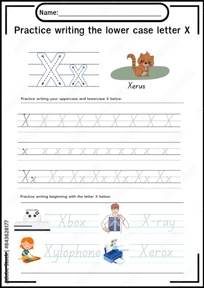English alphabet writing practice sheets with cute pictures for kids to ...