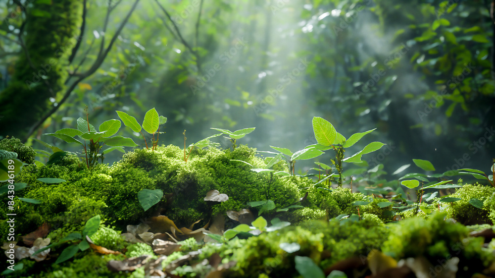 Forest ecosystem where fallen leaves decompose and nourish new growth ...