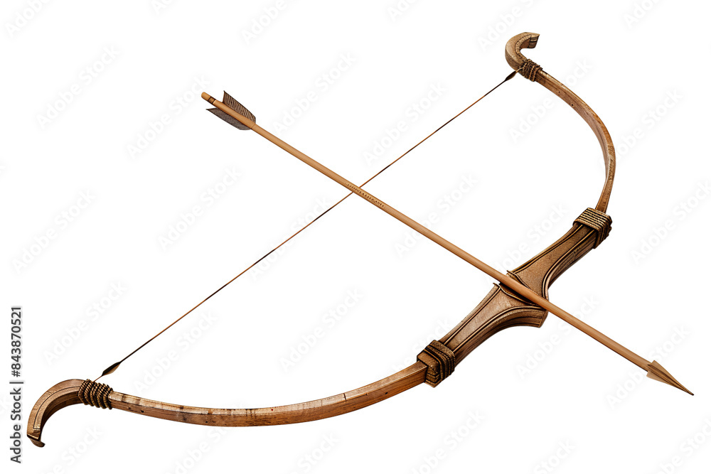 Archery bow and arrow, isolated on transparent background. Sport ...