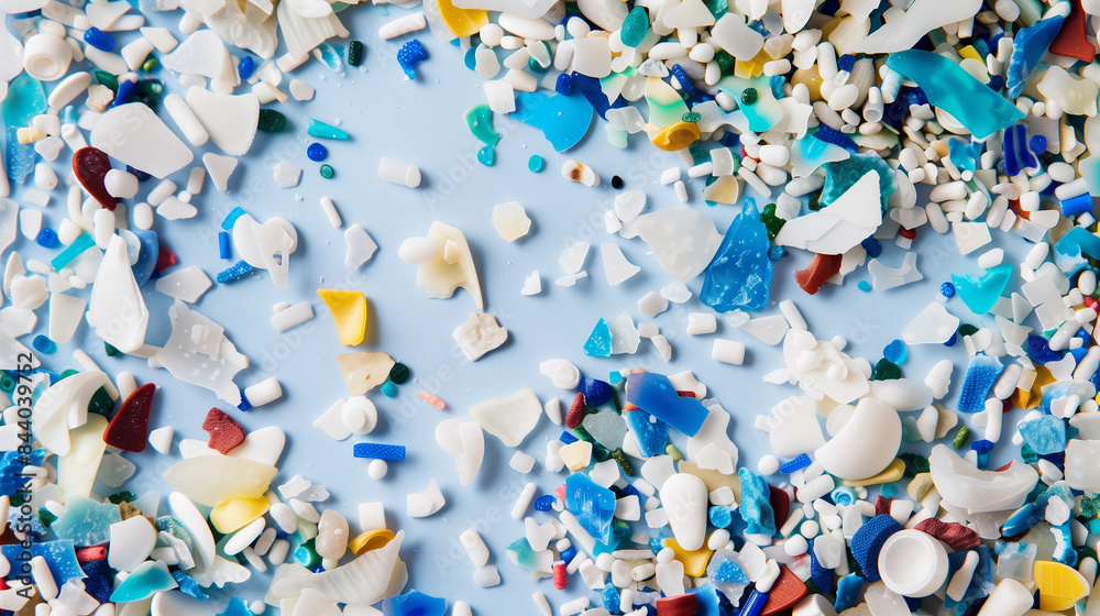 microplastics in the ocean. plastic pollution harming health. Stock ...
