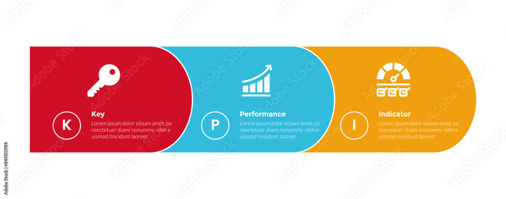 KPI key performance indicator infographics template diagram with round rectangle horizontal with ...