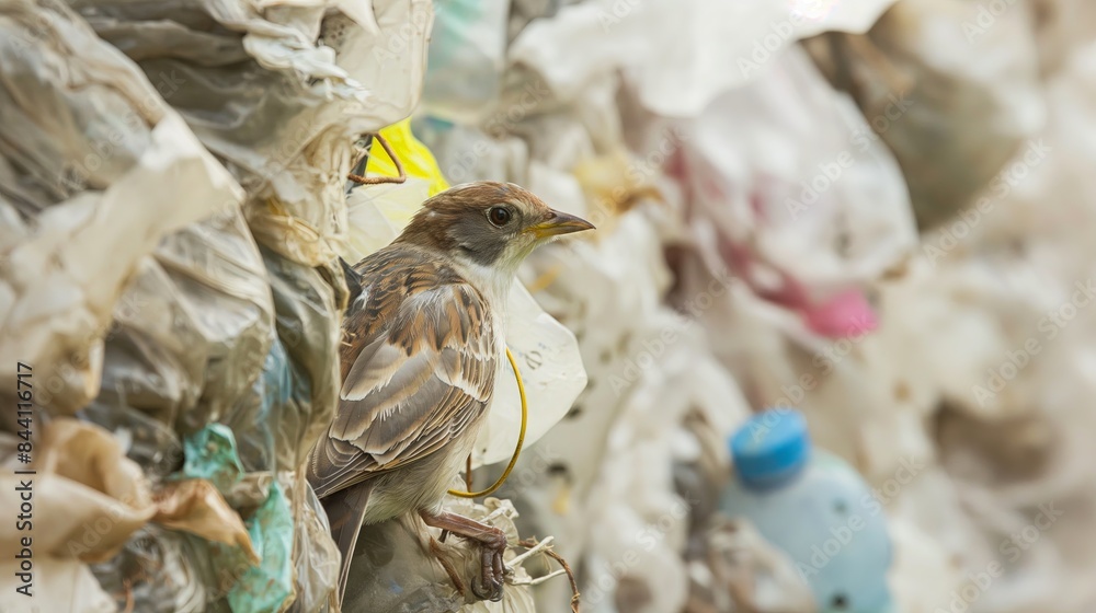 Bird entangled in garbage: Photos of birds entangled in plastic bags or ...