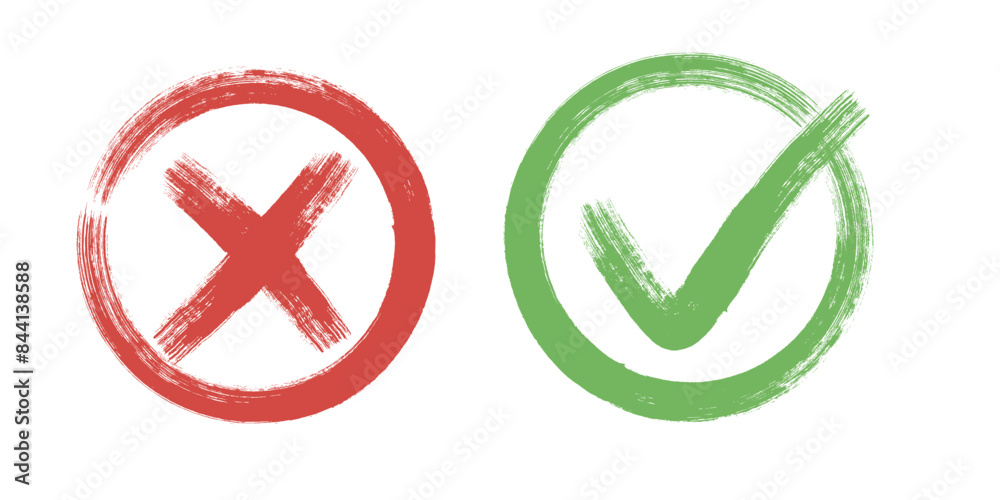 Tick and Cross sign elements. vector buttons for vote, election choice ...