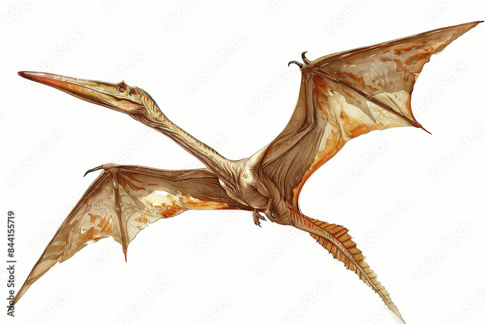 An Illustration of a Pteranodon, a Prehistoric Flying Reptile, Gliding ...