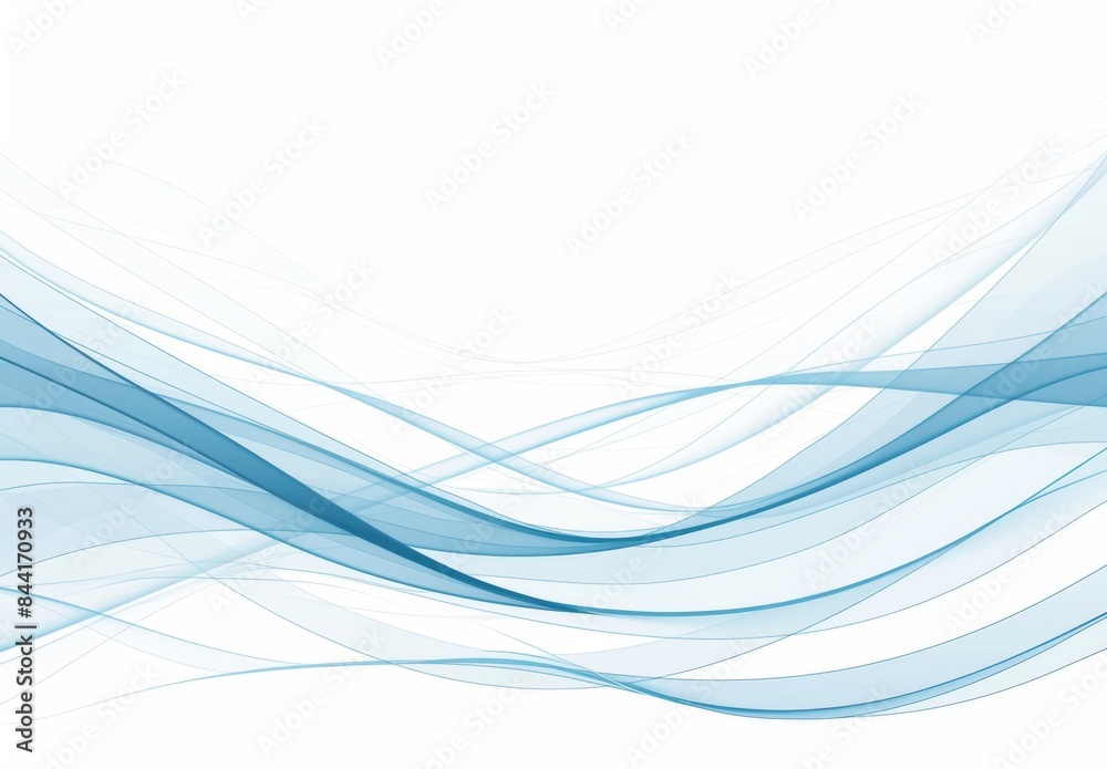 Minimalistic Vector Banner Design with Blue Wavy Lines on White ...