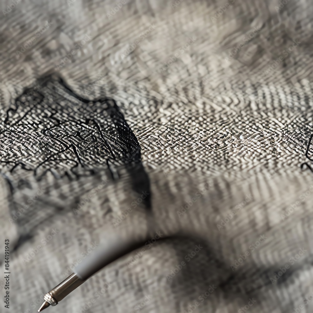 Macro photography of the tip of a pen beginning a single line drawing ...