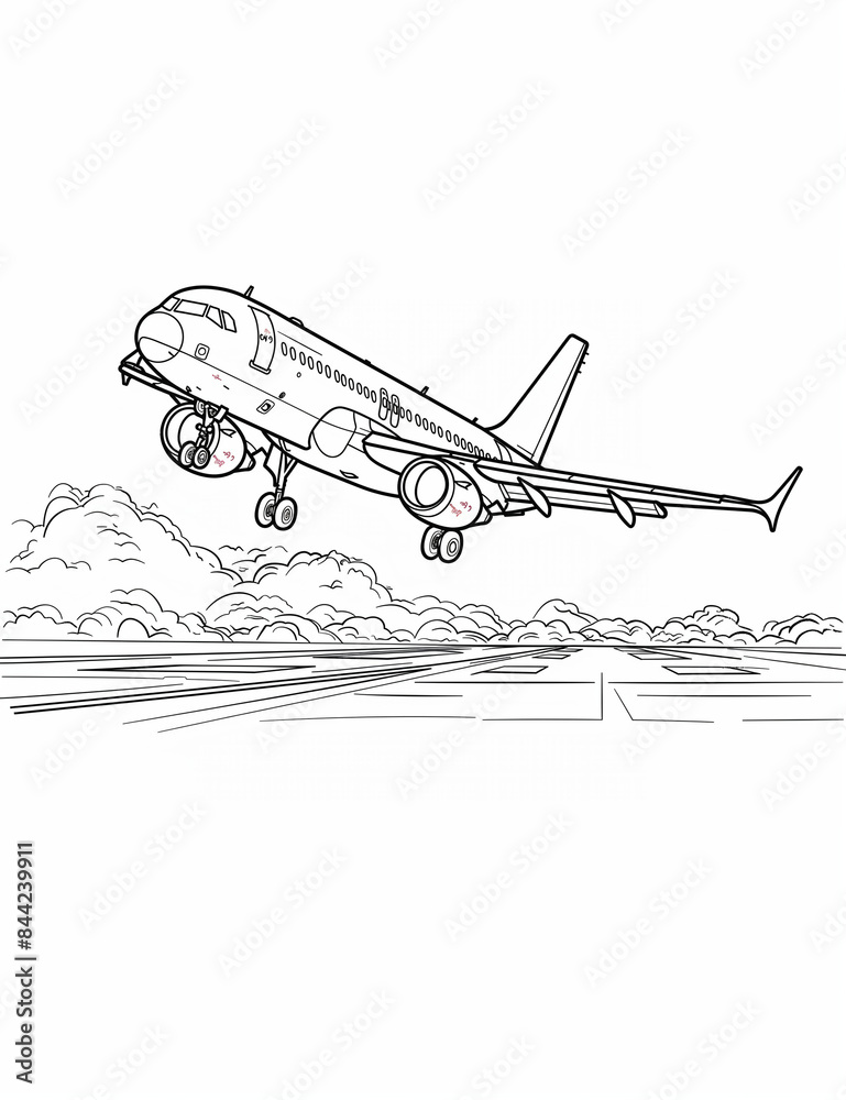 Illustration of an airplane taking off the runway - Printable ...