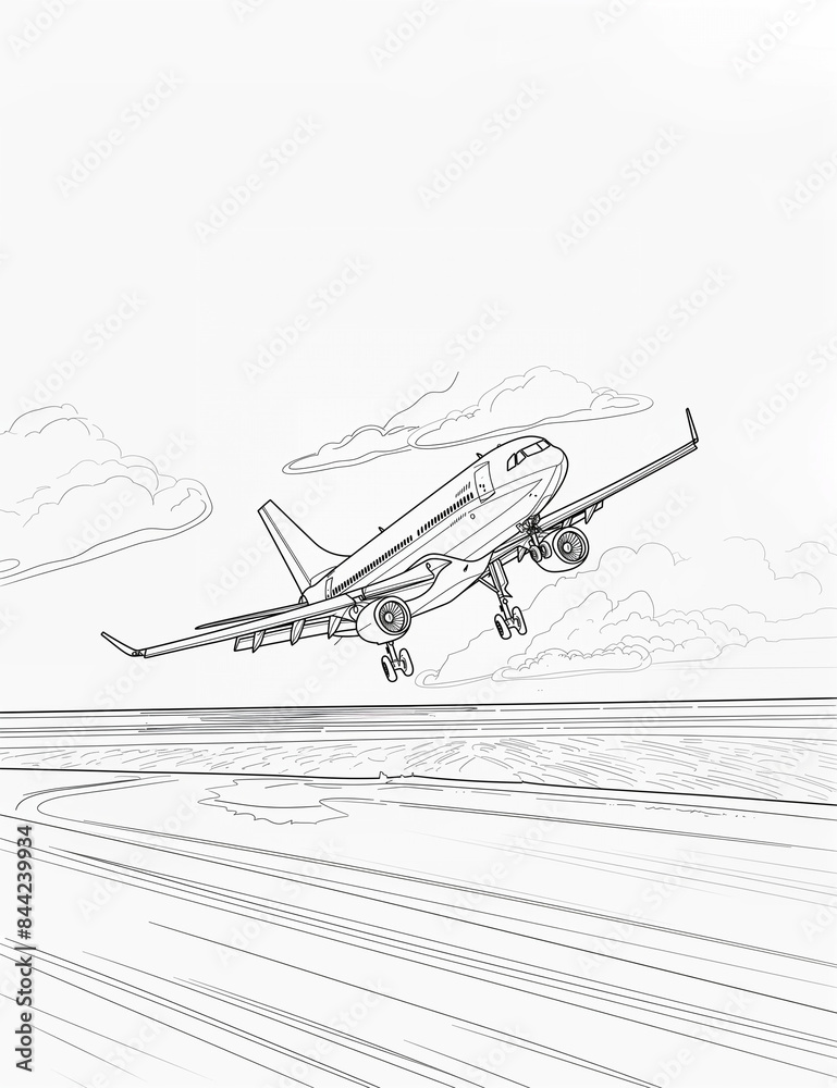 Illustration of an airplane taking off the runway - Printable ...