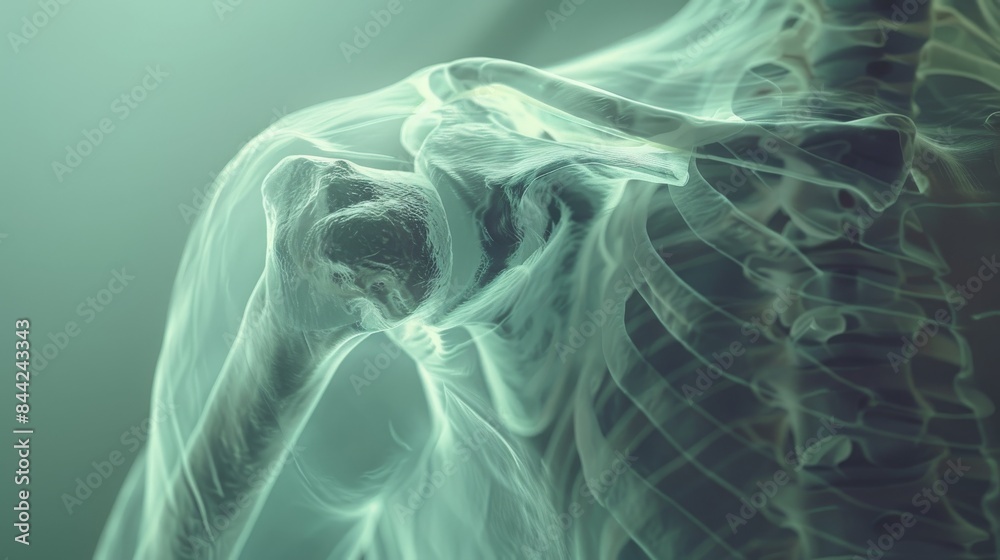 A comprehensive x-ray of a real person's shoulder, displaying ...
