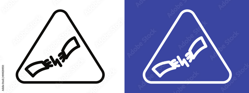Short circuit icon set. Electrical hazard and safety vector symbols ...