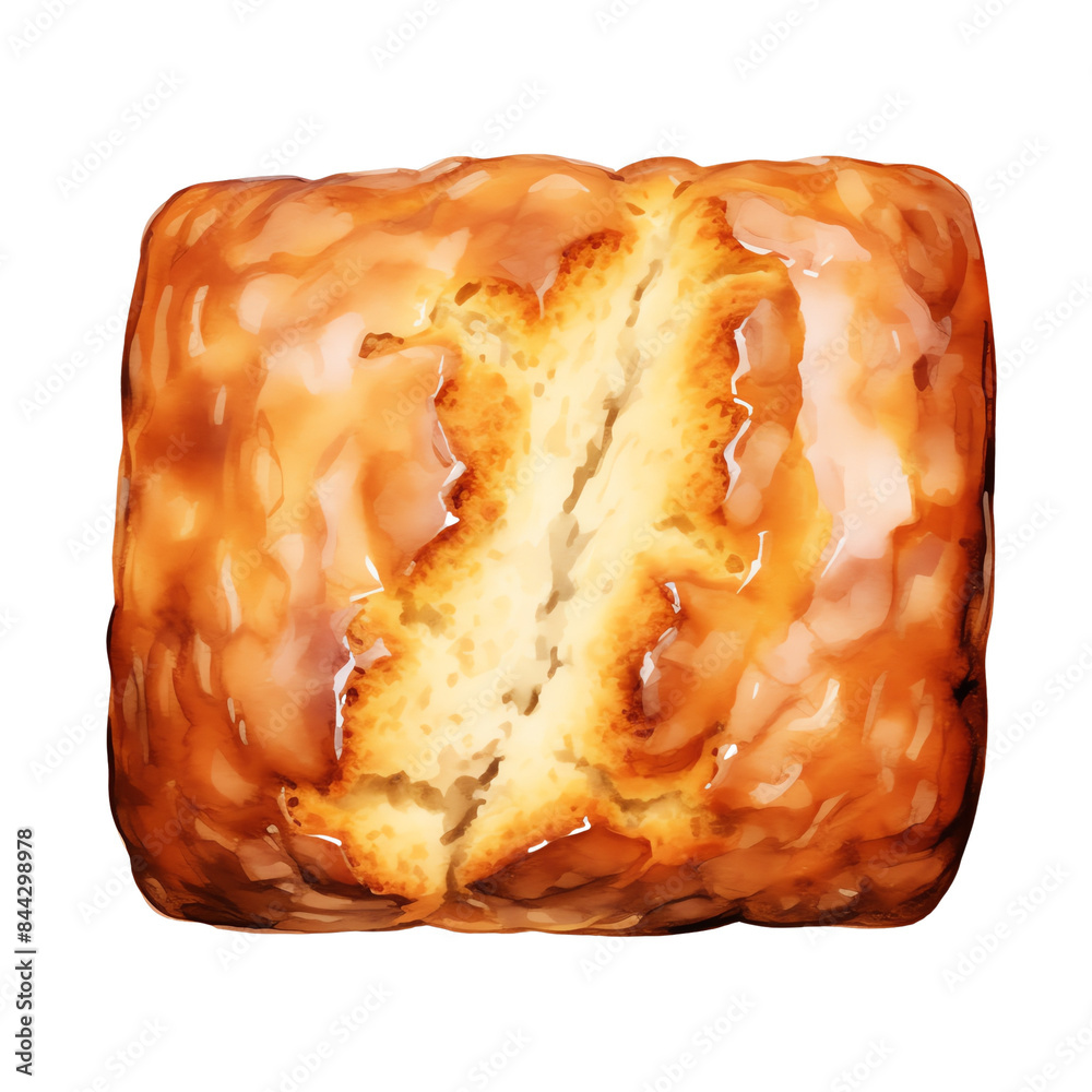 High-resolution image of a glazed pastry loaf with a golden brown crust ...