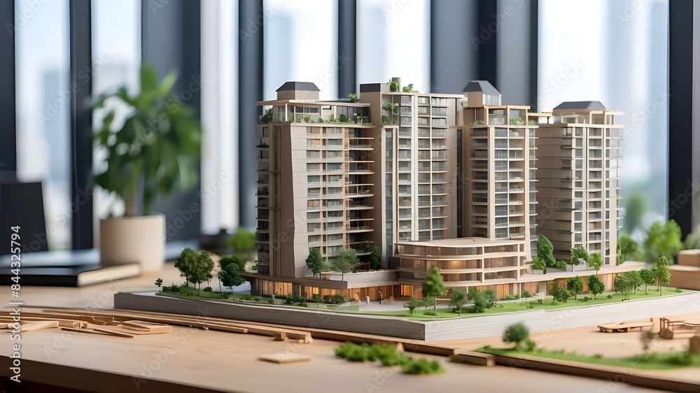Design a wide banner showcasing a modern multifloor residential ...