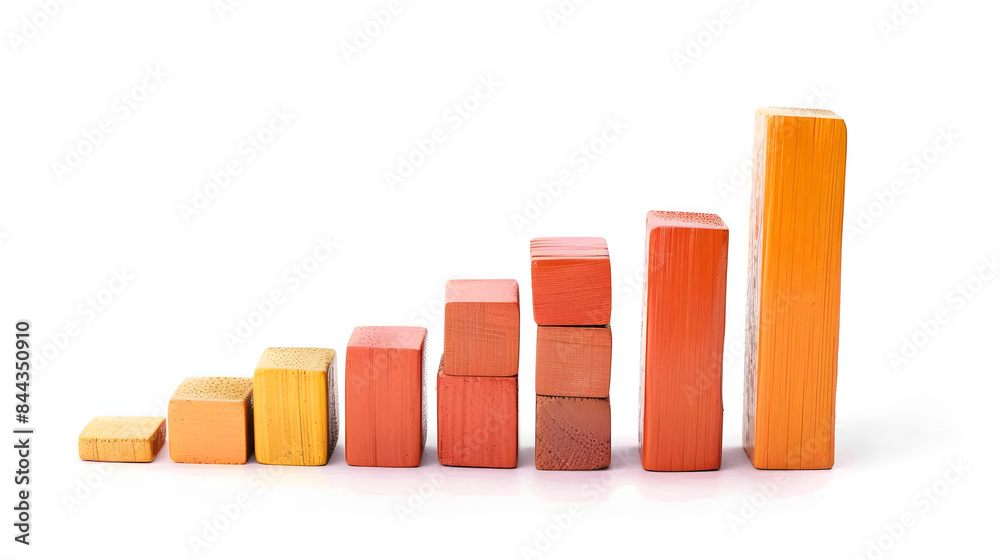 Colorful wooden blocks arranged in ascending order, representing growth and progress in a simple ...