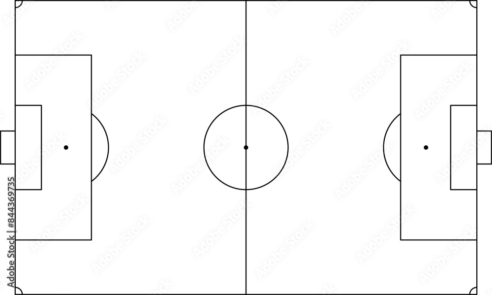 Football pitch. Soccer field line style. Black outline court and ...