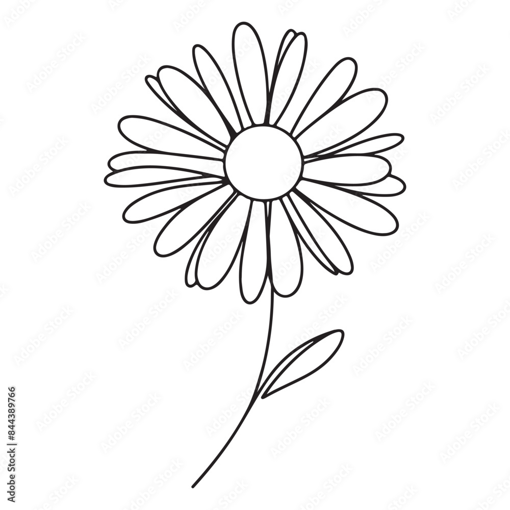 Daisy flower in continuous line art style Chamomile One line drawing ...