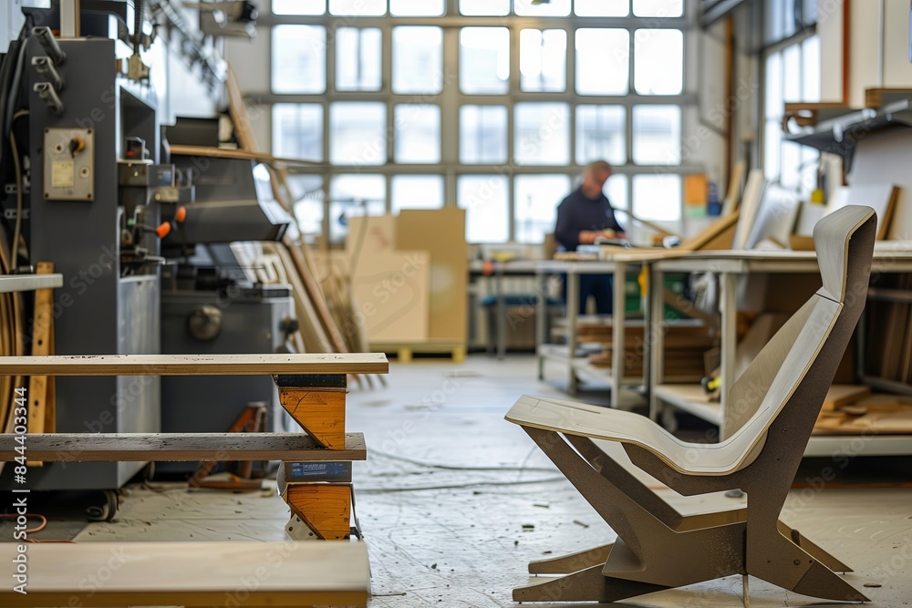 The process of manufacturing furniture from recycled materials. Concept ...