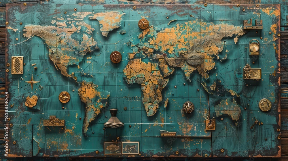 World map with icons marking natural disasters Stock Illustration ...