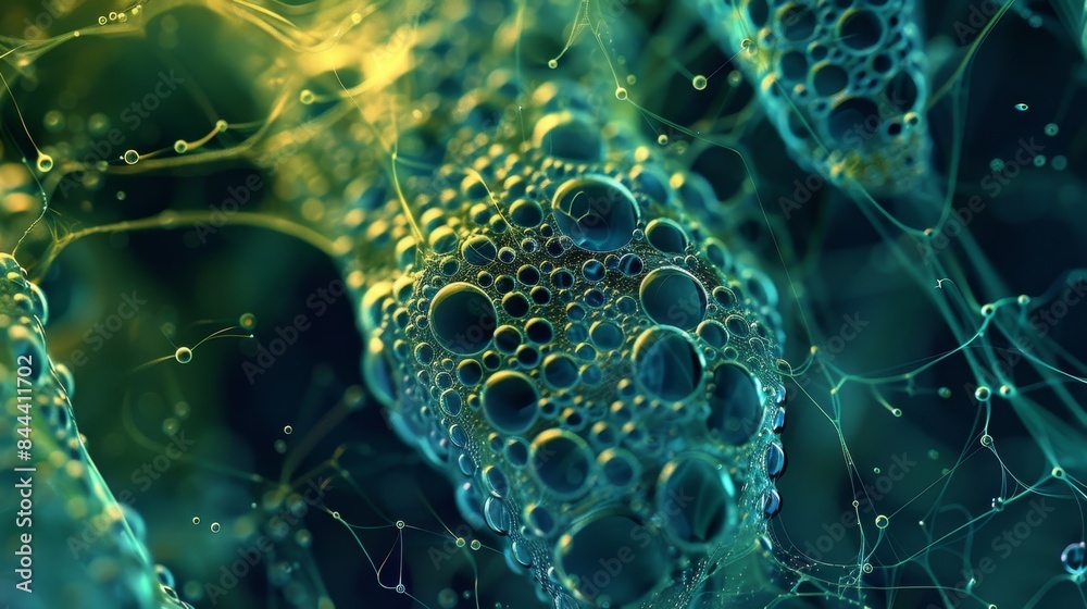 The Golgi vesicles are visible as small round structures within the ...