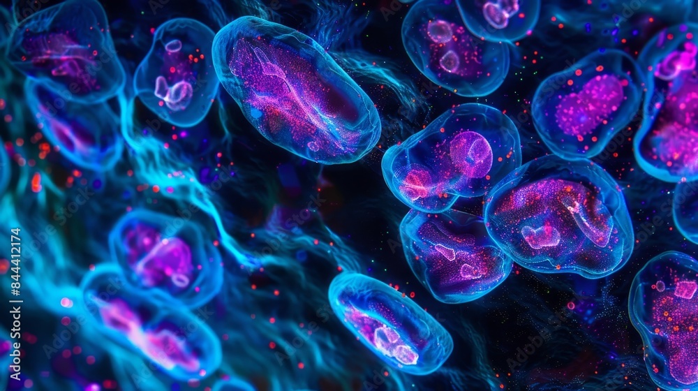 Fluorescence microscopy image of activated lymphocytes accumulating in ...