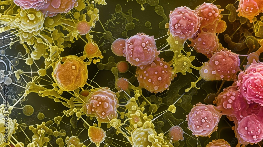 Scanning electron microscope image of autoreactive T cells infiltrating ...