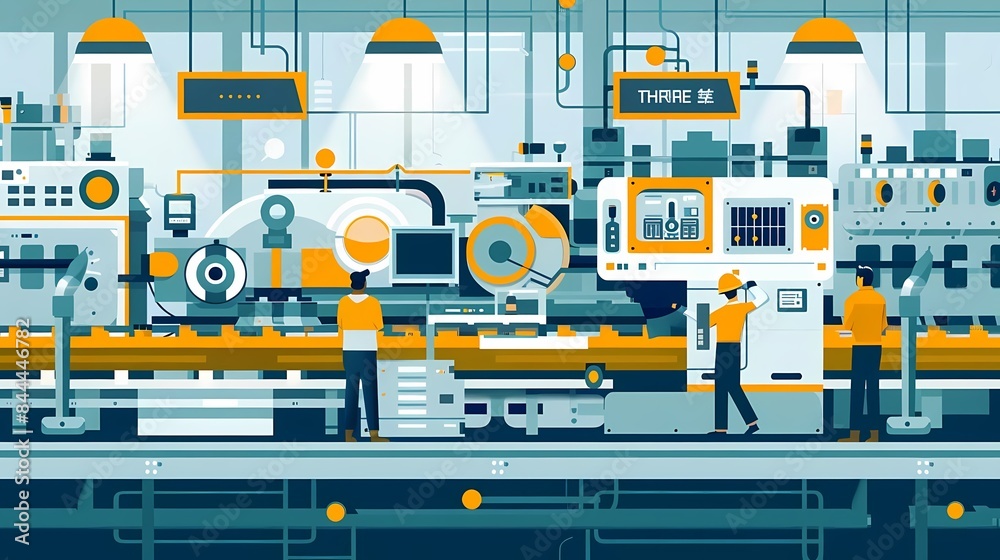Flat design of lean manufacturing with takt time, production pacing ...