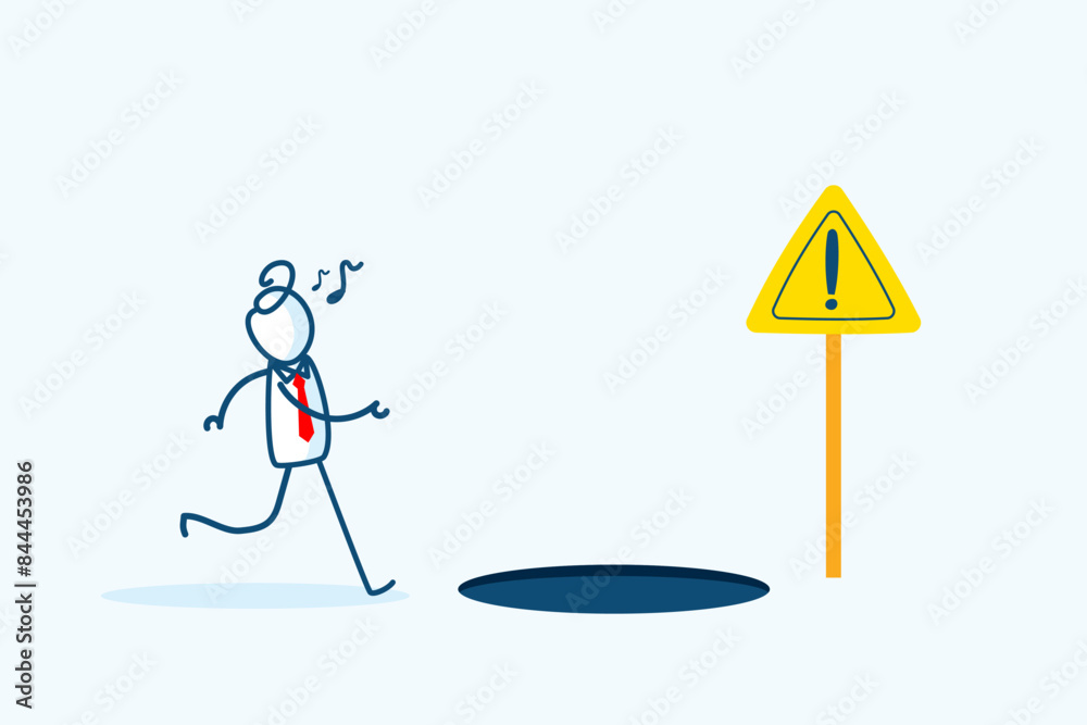 Careless businessman stick figure character walking, singing and not ...