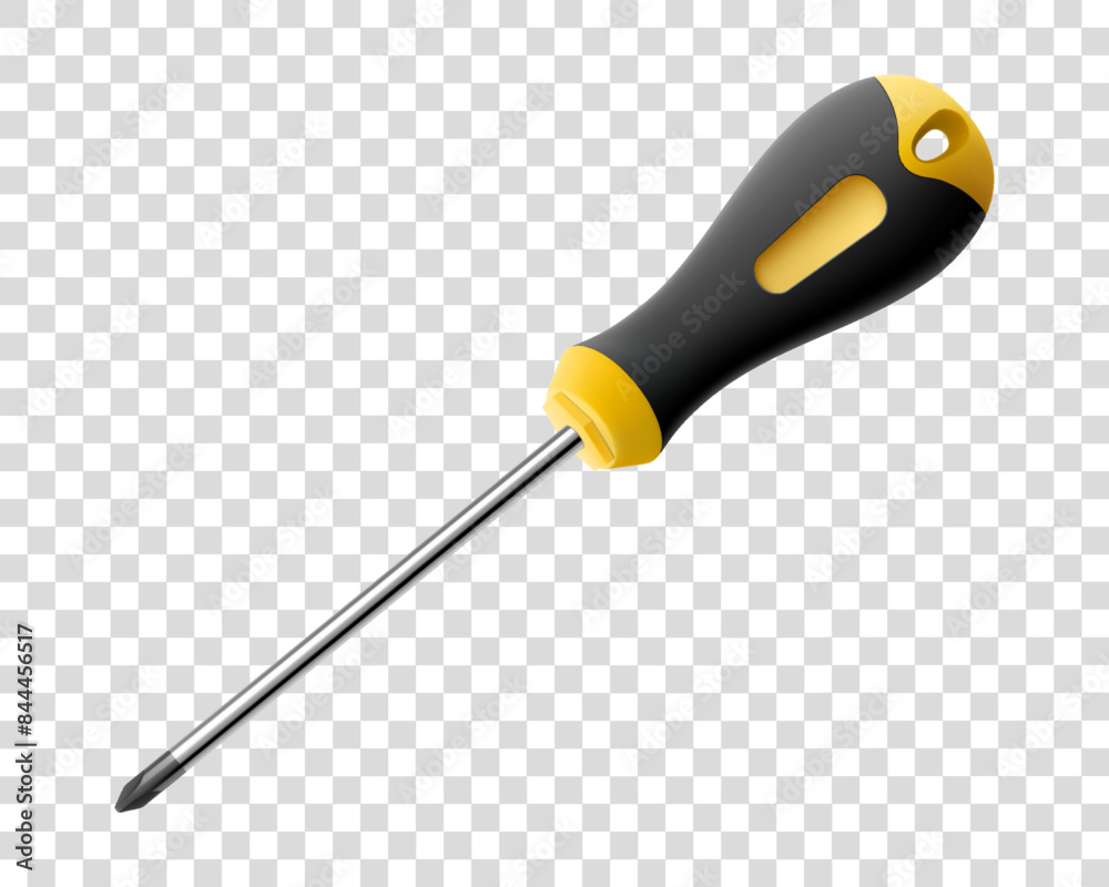 Phillips screwdriver isolated on transparent background. Black and ...