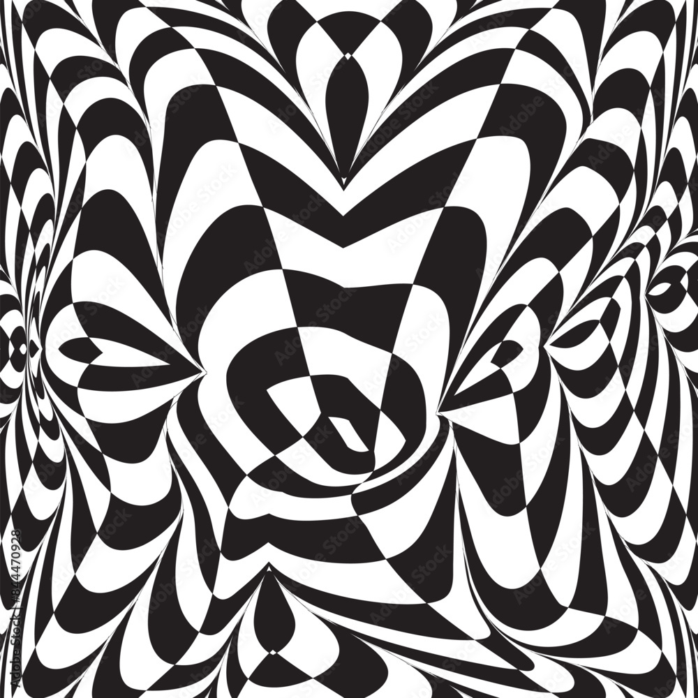 Optical illusion, 3D abstract monochrome background with line pattern ...