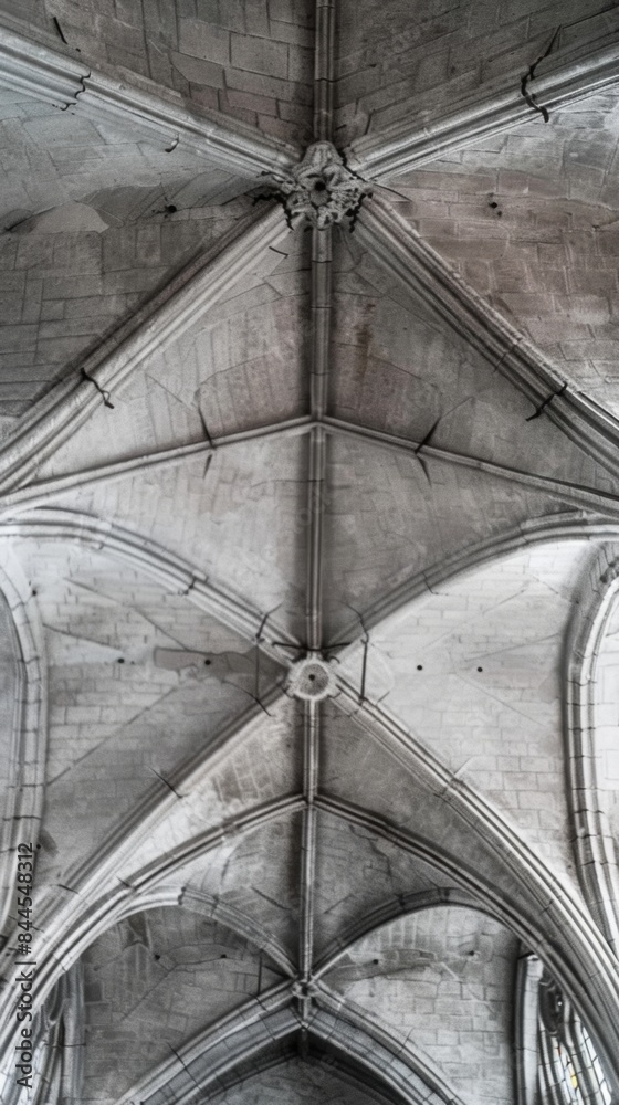Majestic Gothic Cathedral Ceiling with Pointed Arches and Groin Vaults ...