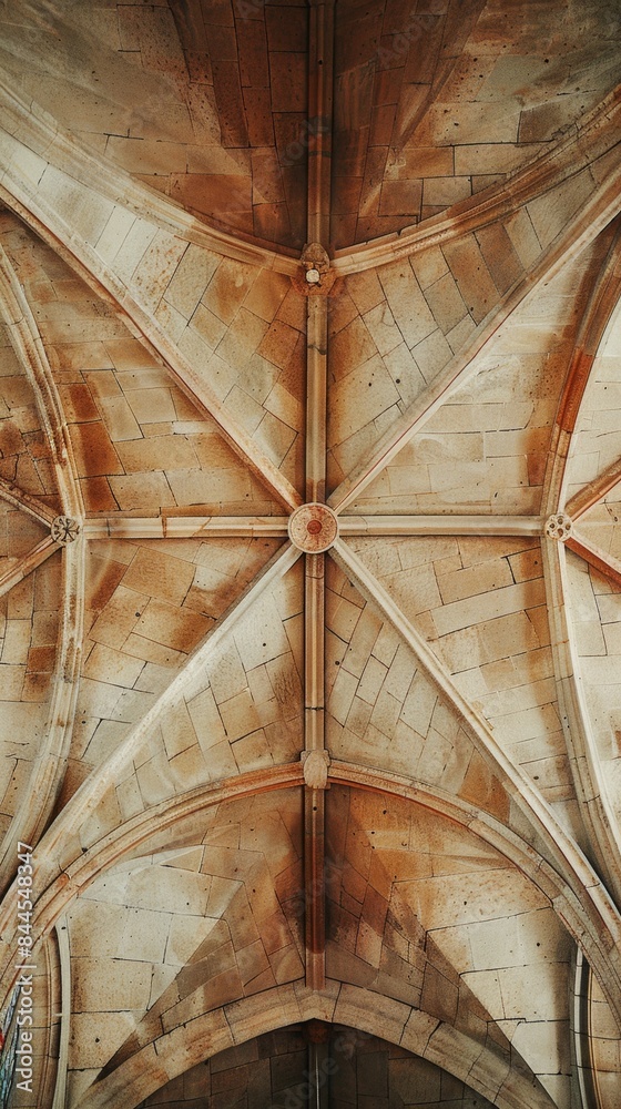 Majestic Gothic Cathedral Ceiling with Pointed Arches and Groin Vaults ...