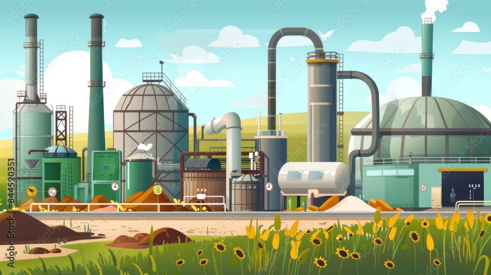 This cartoon vector illustration depicts an industrial infographic ...