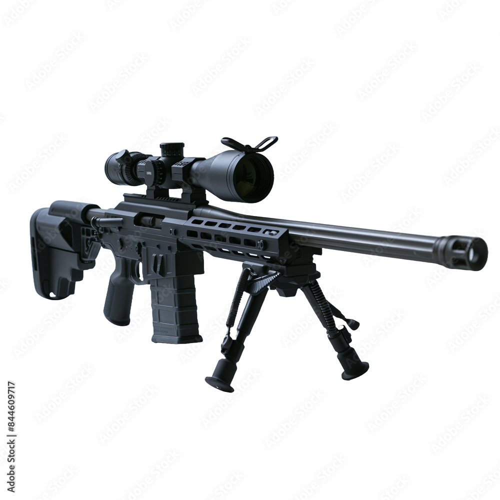 sniper rifle isolated on transparent png background. A black rifle with ...