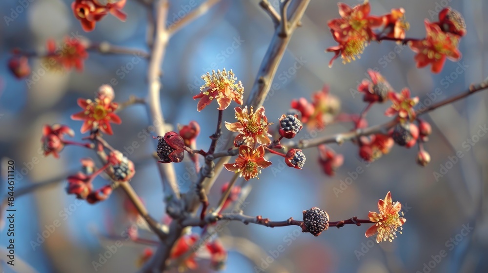 Sweetgum branches with seeds and buds Scientifically known as ...