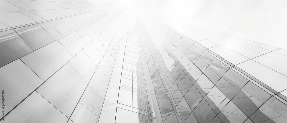 high-tech building boasts a glass facade adorned with aluminum panels ...