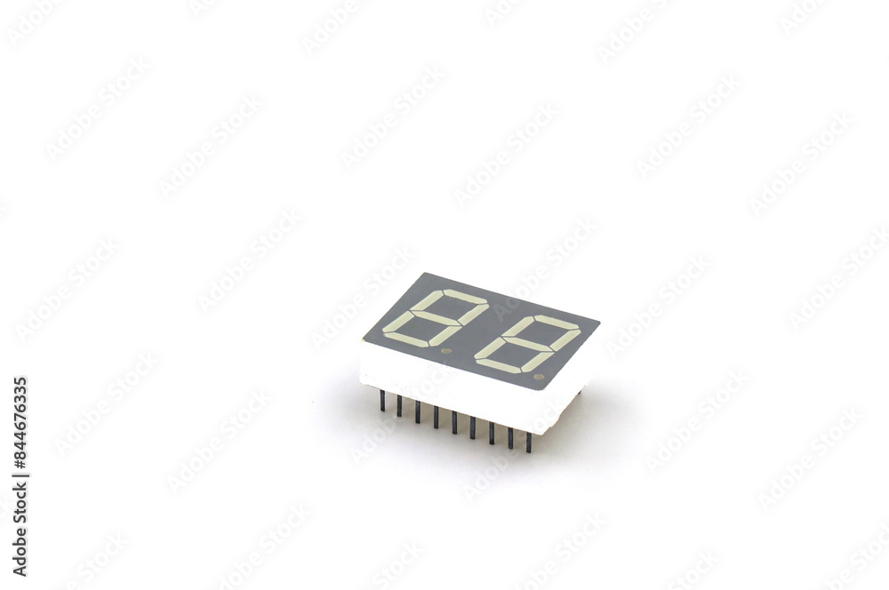 seven-segment indicator electronic spare parts isolated on the gray ...