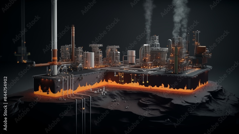An animated sequence showing how heat and pressure turn solid coal into ...