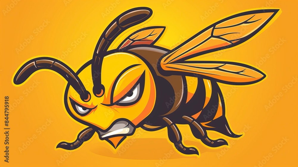 Angry hornet, wasp, or bee mascot clip art. Vector illustration with ...