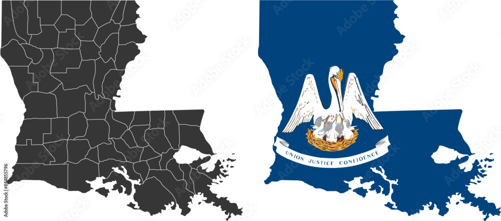 Louisiana state of USA. Louisiana flag and territory. States of America ...
