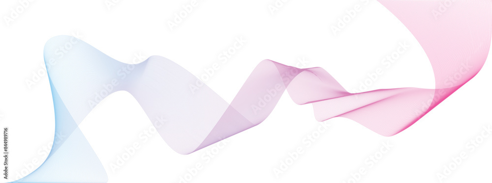 Pink blue ribbon vector, Technology abstract lines on transparent ...